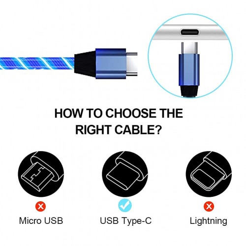 Lighted USB Type C cable